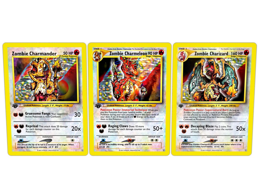 Zombie Charizard, Charmeleon & Charmander Custom Full Holo Trading ...