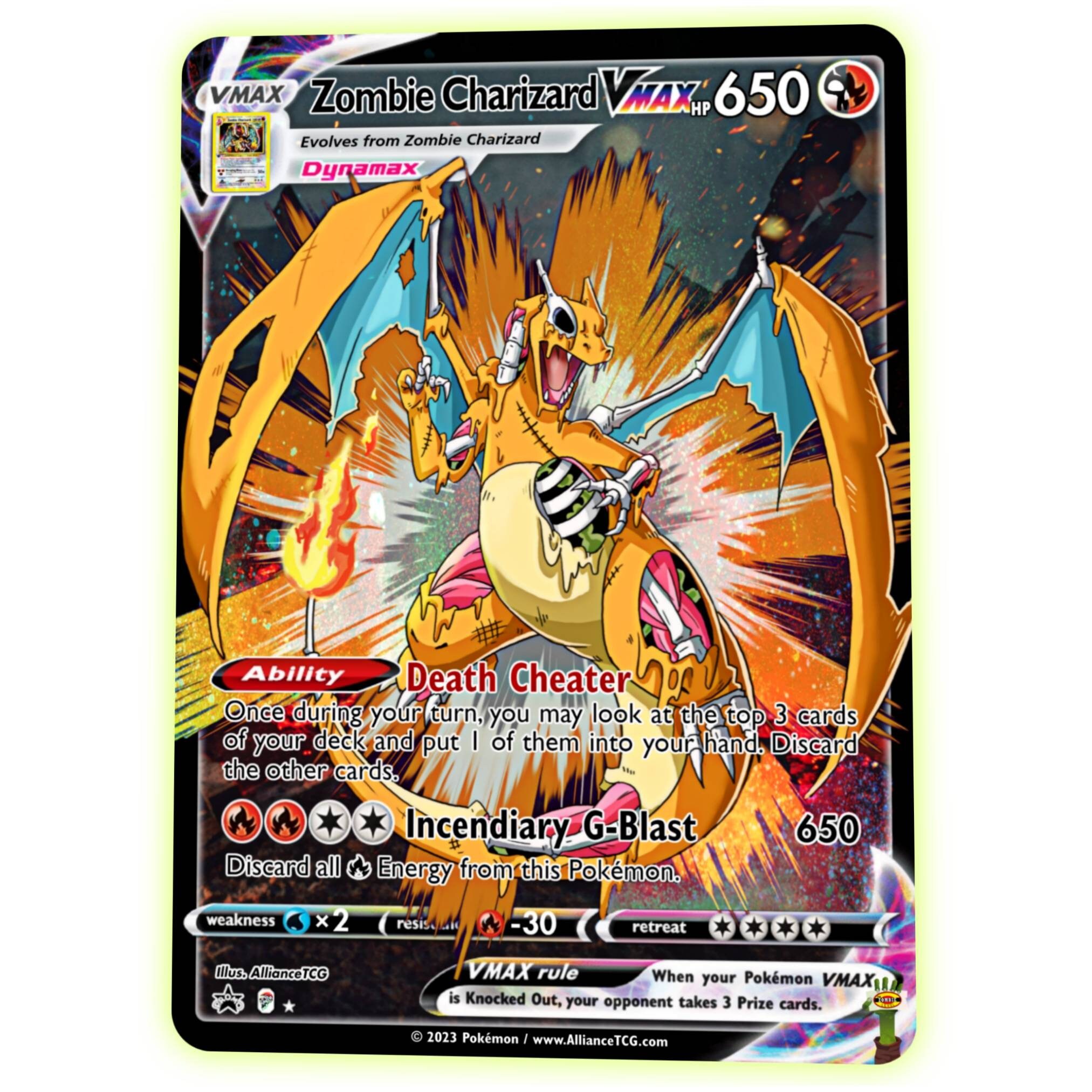 Zombie Charizard VMAX Custom Full Art Holo Trading Card - Etsy Australia