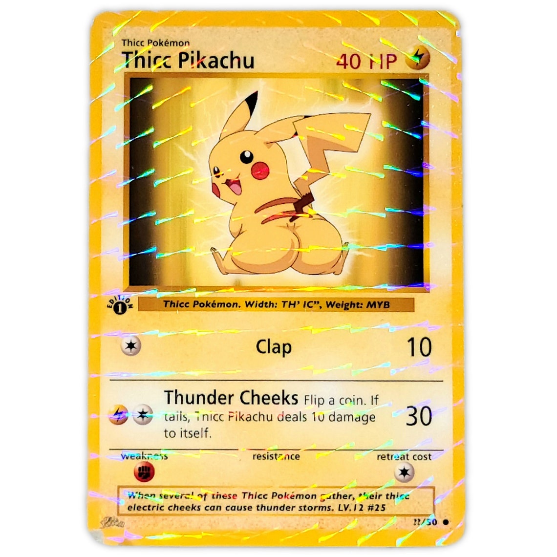 Thicc Pikachu Custom Full Holo Trading Card - Etsy