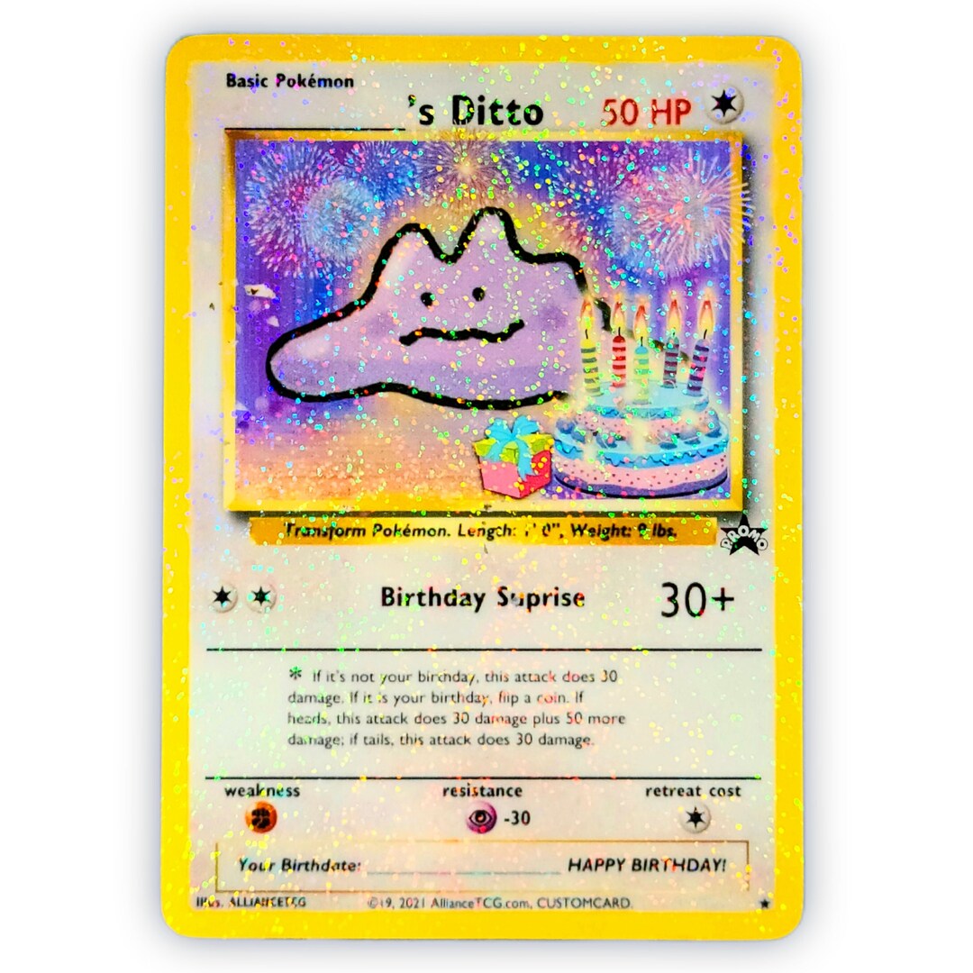 Happy Birthday Ditto Holo Custom Card - Etsy