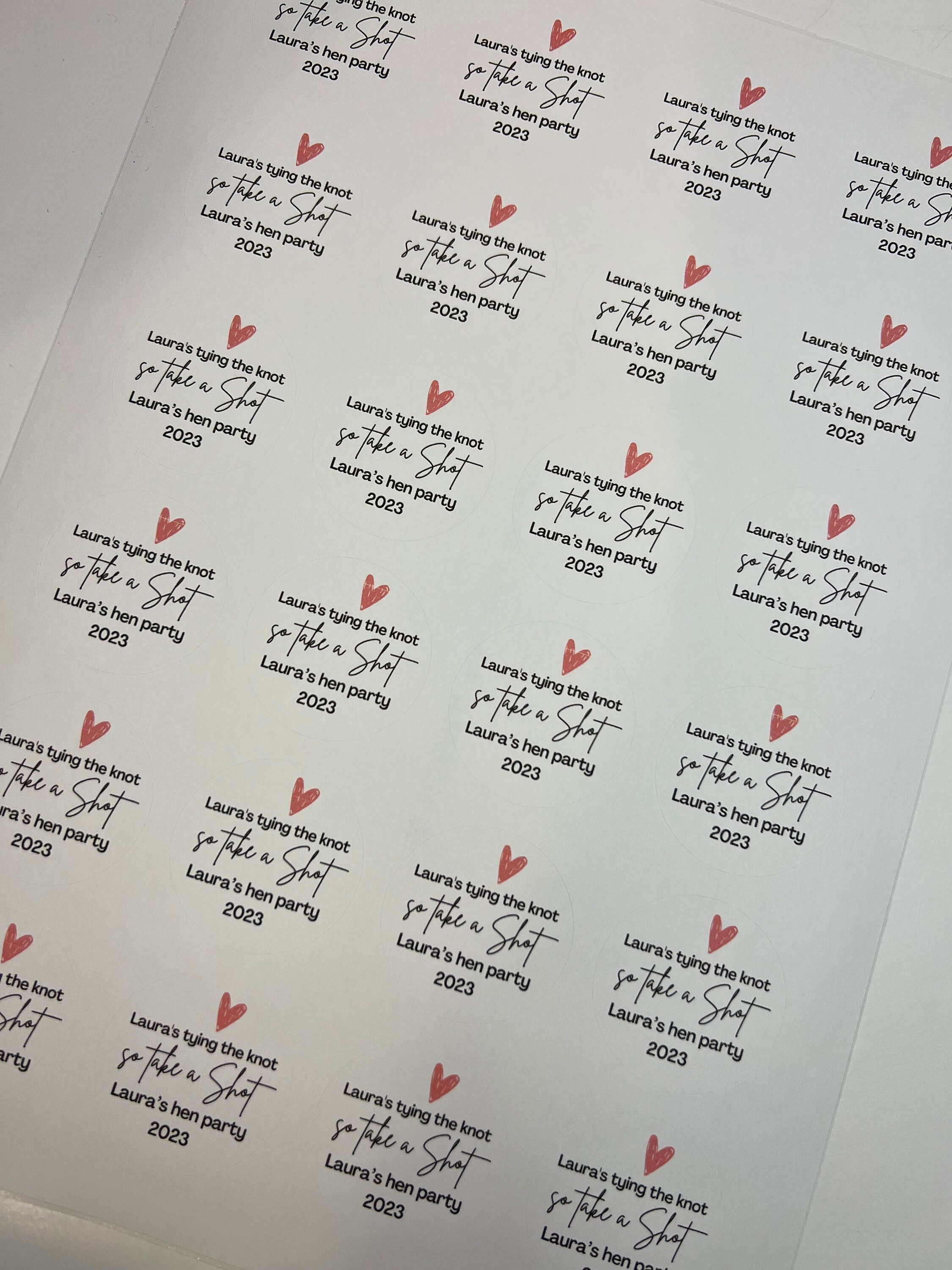 Hen Party Stickers Shes Tying the Knot so Take a Shot Personalised ...
