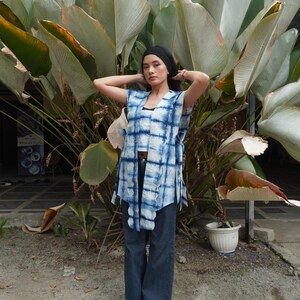 Indigo Shibori Sleeveless Vest – Handmade Modern Ethnic Outerwear - Etsy