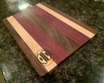Mini Hardwood Cutting Board: Maple, Purpleheart, & Walnut - Etsy