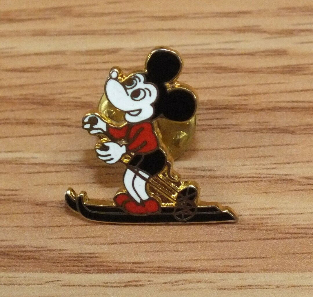 Disney's Vintage Style Mickey Mouse Skiing Collectible Pin / Pinback ...