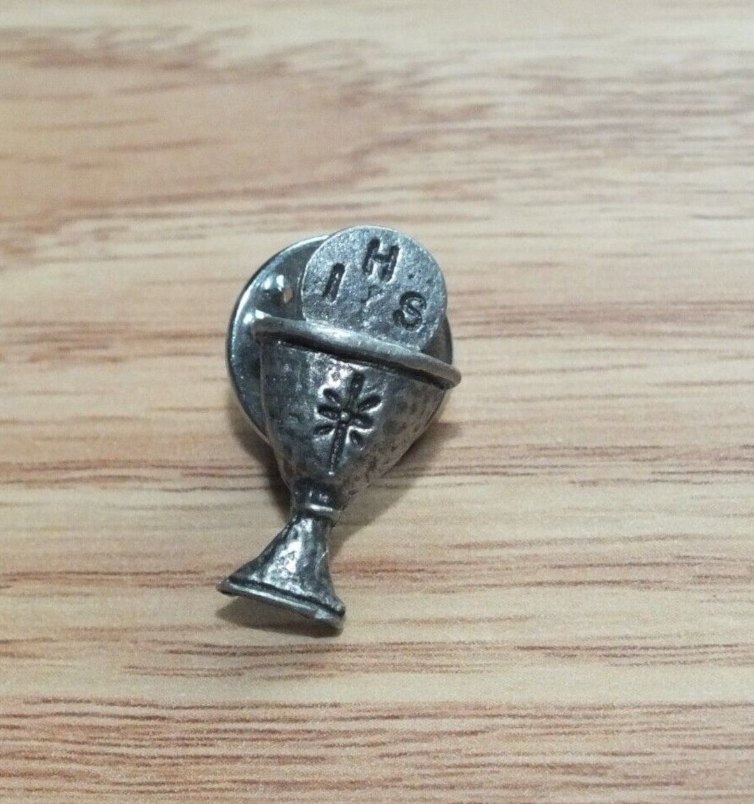 Vintage Pewter IHS Holy Communion Cup Collectible Religious Lapel Pin ...