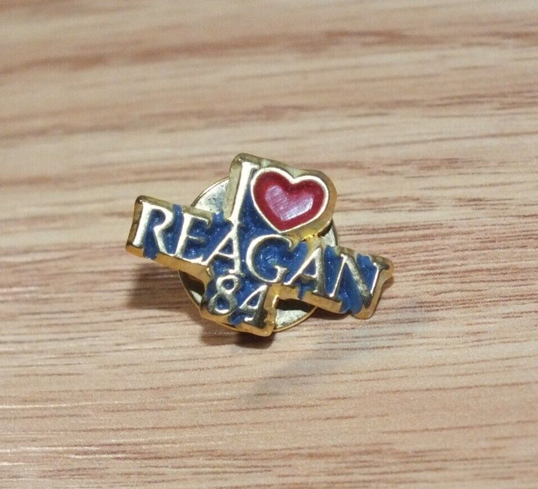 Gold Tone I Love (heart) Reagan 1984 Collectible Vintage Presidential ...