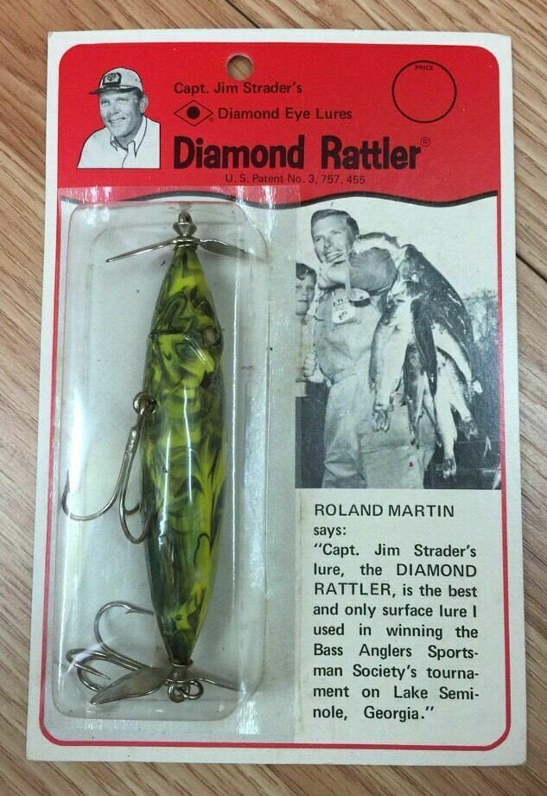 Vintage Diamond Rattler Jim Strader Fishing Lure 3 3/4" Inch Large ...