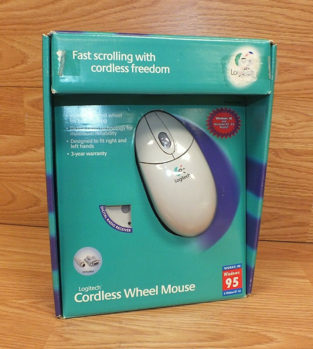 Vintage Logitech Cordless Fast Scrolling Wheel Mouse W/ Digital Radio ...