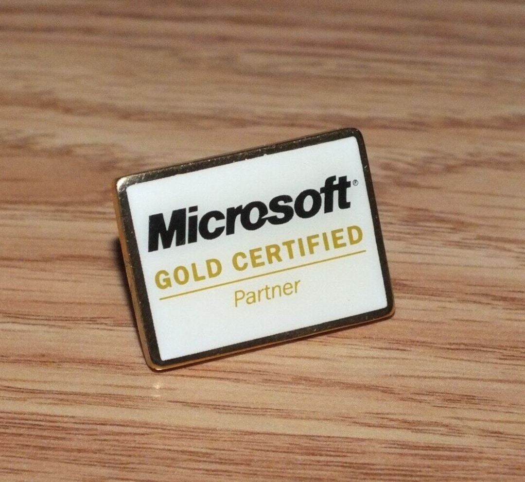 Vintage Microsoft Gold Certified Partner Collectible Souvenir Lapel Pin ...