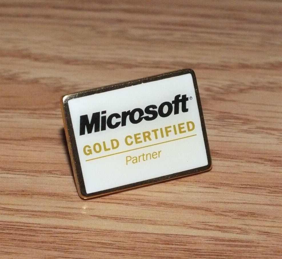 Vintage Microsoft Gold Certified Partner Collectible Souvenir Lapel Pin ...