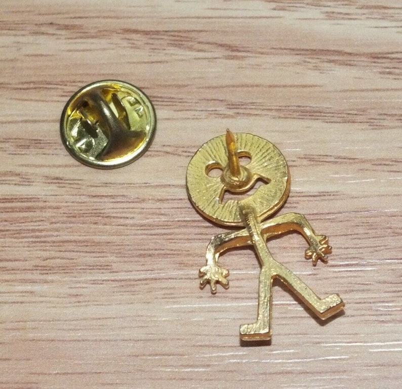 Vintage Gold Tone Stick Figure Man Smiley Face Collectible Lapel Pin - Etsy