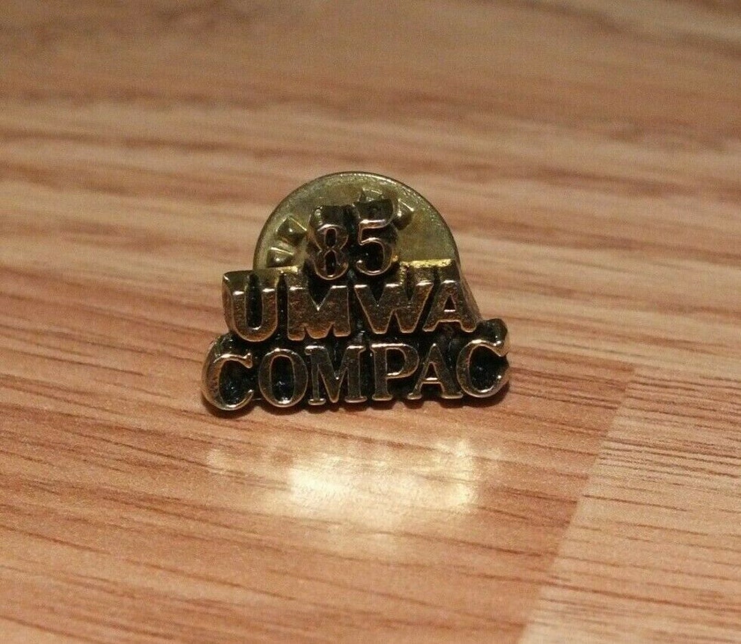 Vintage 1985 UMWA COMPAC United Mine Workers of America Gold Tone Lapel ...