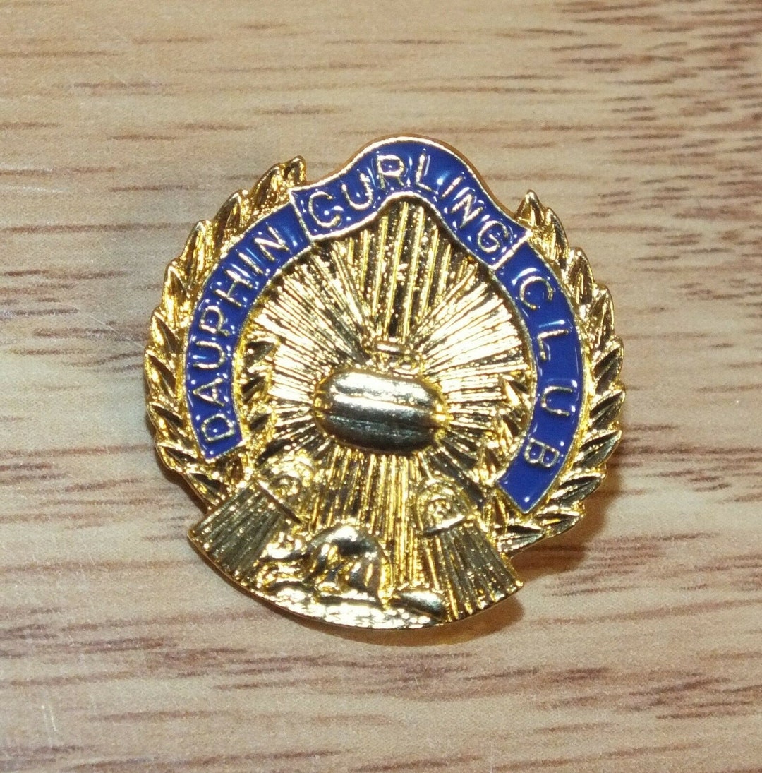Blue & Gold Tone Dauphin Curling Club Collectible Canadian Sports Lapel ...