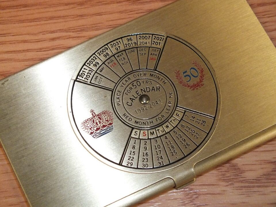 Vintage 1992-2041 50 Years Calendar Collectible Brass Tone Business ...