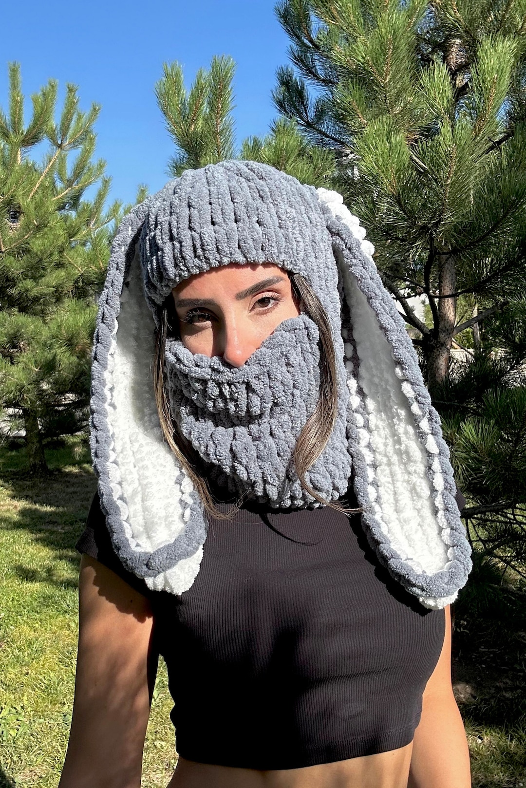 Bunny Balaclava Hat Handmade Balaclava, Bunny Ear Balaclava, Rabbit ...