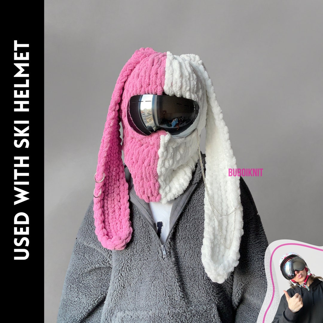 Two Color Bunny Balaclava, Bunny Ear Mask, Bunny Helmet Balaclava ...