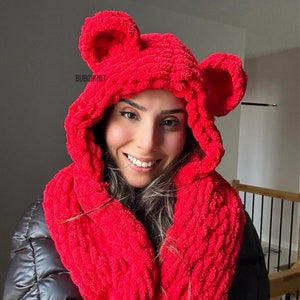 Teddy Scarf Hat Set, Bear Shawls and Wraps, Hat and Scarf Combo, Teddy ...