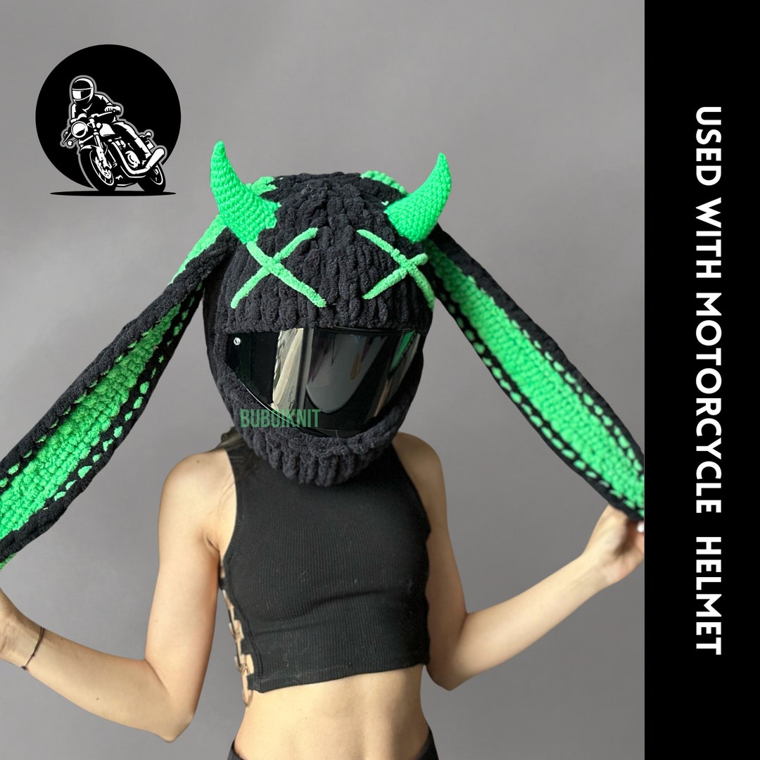 Motorcycle Helmet Balaclava, Devil Bunny Mask, Motorcycle Helmet ...