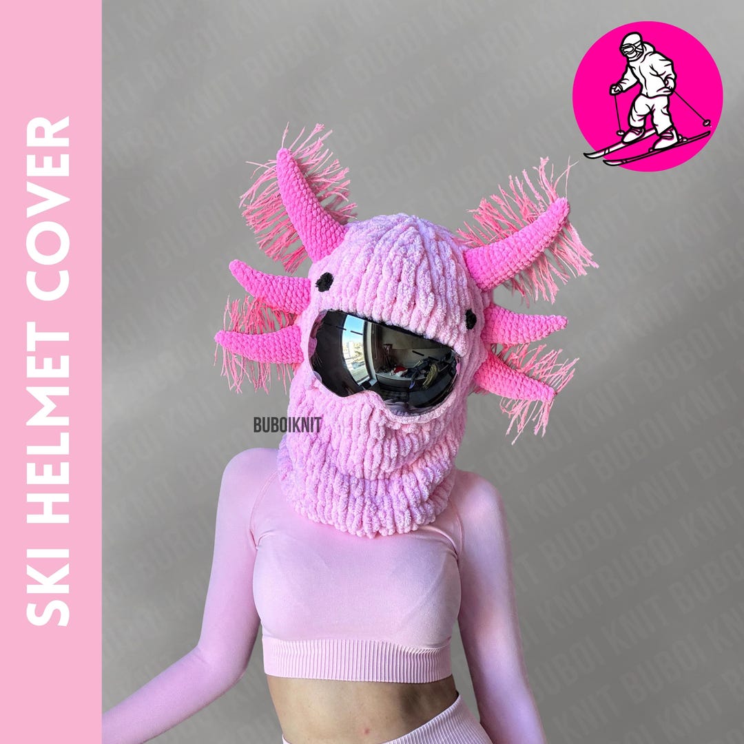 Ski Helmet Cover, Axolotl Helmet Cover, Axolotl Mask, Animal Mask ...
