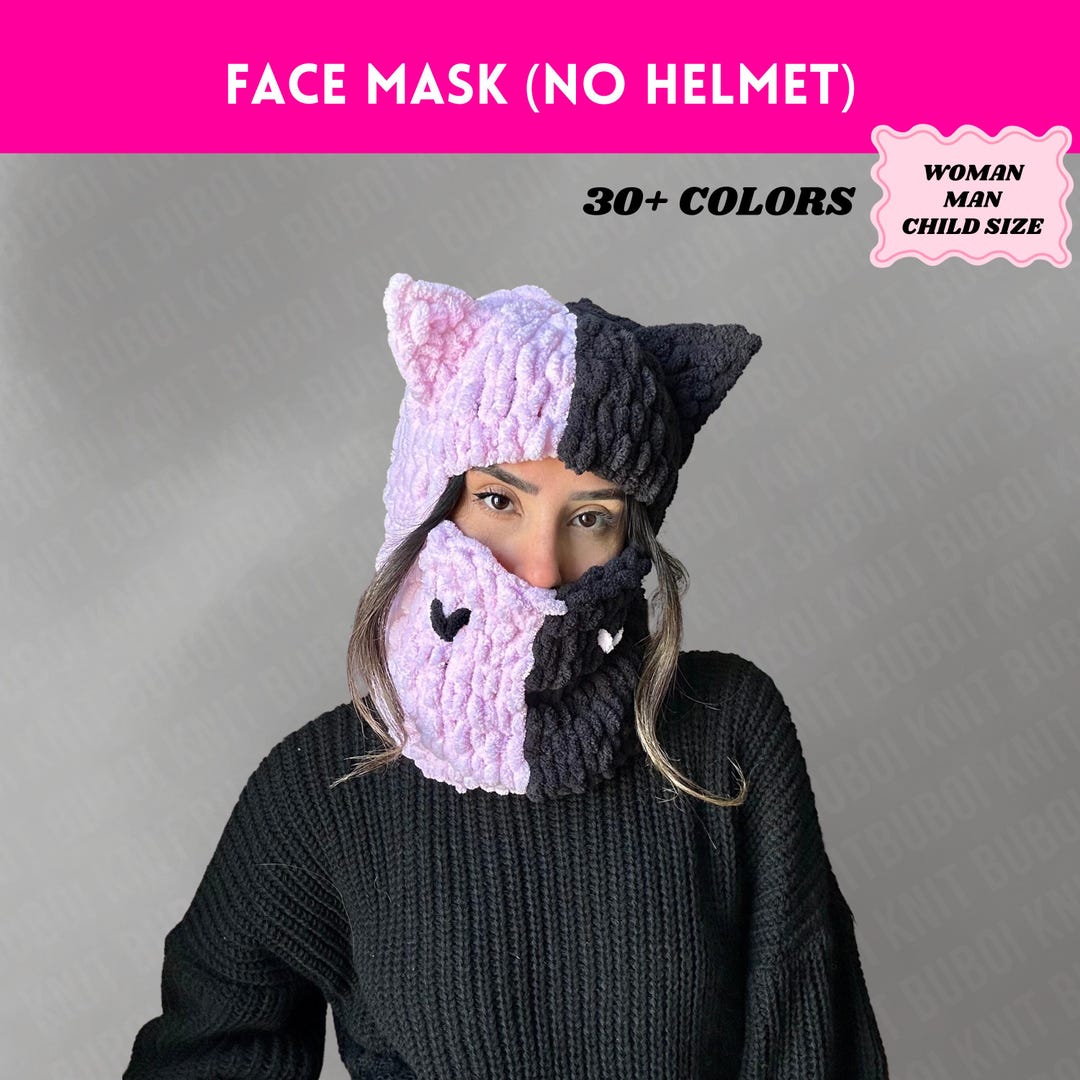 Two Color Balaclava, Cat Ears Balaclava, Kitty Mask, Cat Cosplay, Cat ...