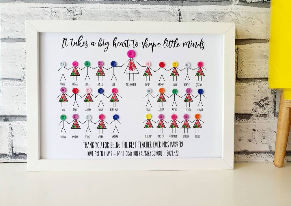 Thank You Teacher Personalised Button Frame - Etsy UK