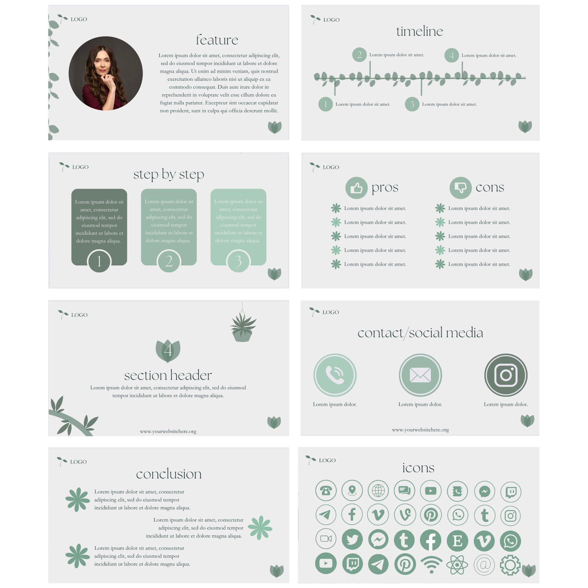 Green Flora Theme Canva Presentation Template - Etsy