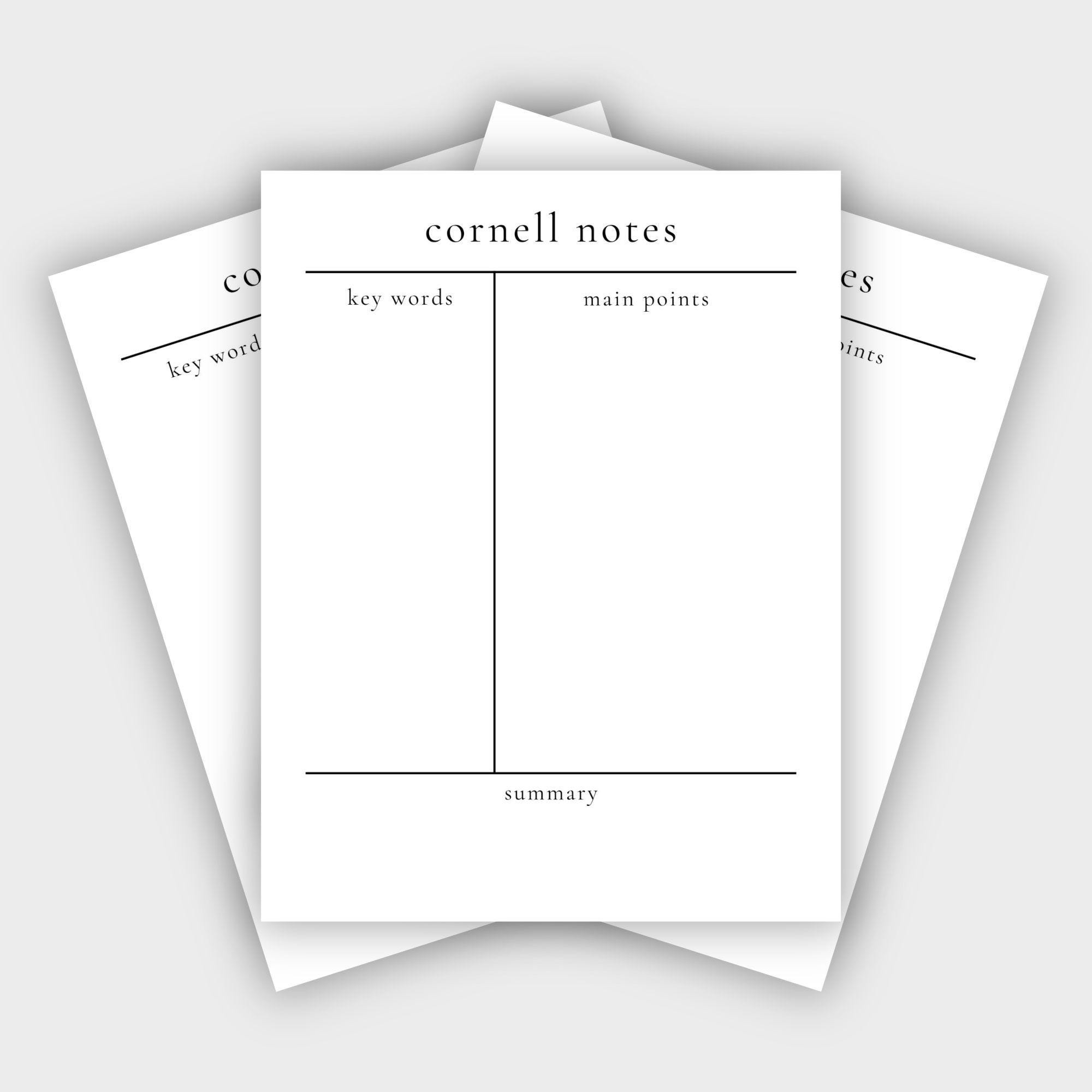 Minimalist Cornell Notes Template (unlined) - Etsy
