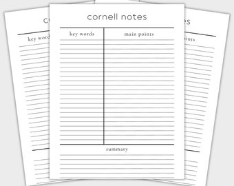 Minimalist Cornell Notes Template (unlined) - Etsy