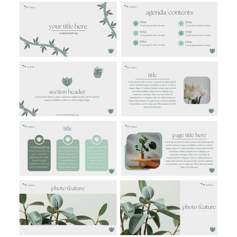 Green Flora Theme Canva Presentation Template - Etsy