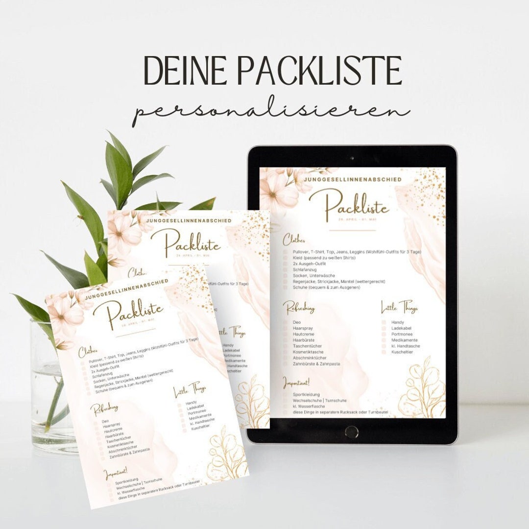 JGA Packliste Junggesellenabschied Digital Urlaub Packliste - Etsy Schweiz