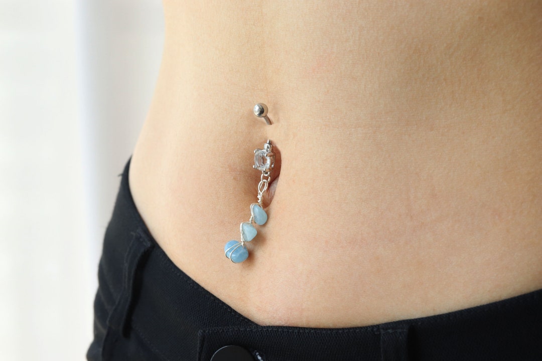 Blue Tourmaline Belly Button Ring: Surgical Steel Piercing Jewelry - Etsy