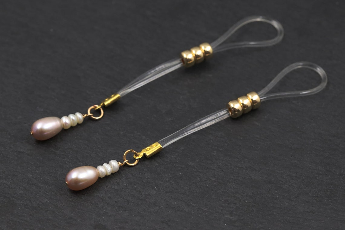 Pink Pearl Nipple Noose Jewelry: Adjustable Non Piercing Nipple Clips ...