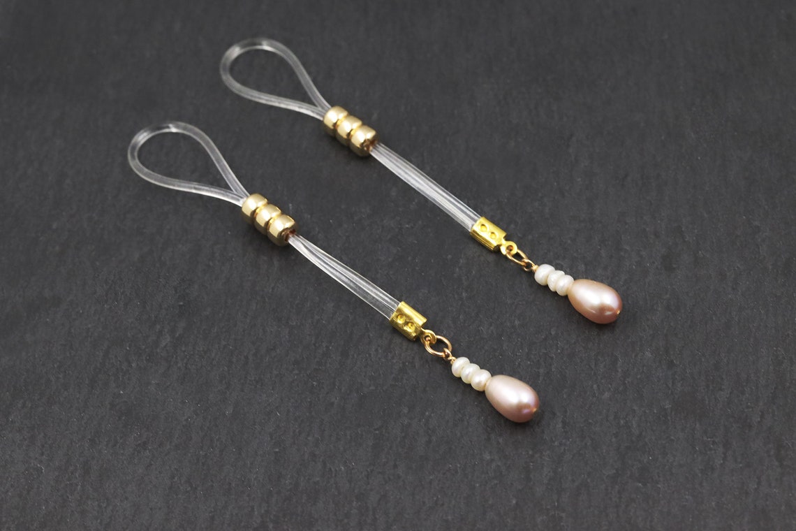 Pink Pearl Nipple Noose Jewelry: Adjustable Non Piercing Nipple Clips ...