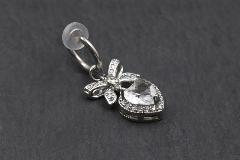 Fake Belly Button Piercing Big Heart Crystal Belly Dangle - Etsy