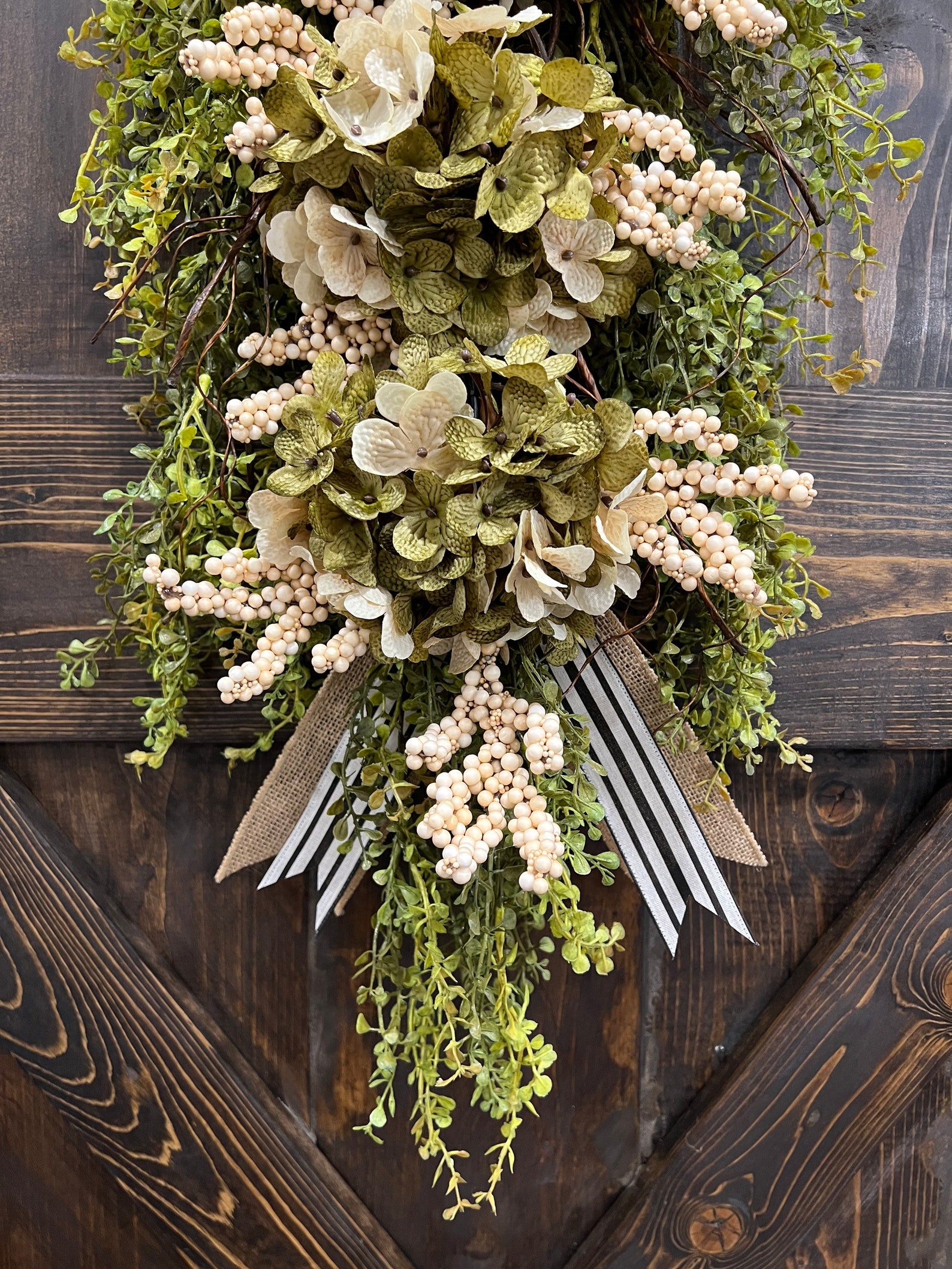 Hydrangea Farmhouse Swag Hydrangea Swag Front Door Teardrop - Etsy