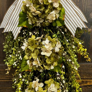 Hydrangea Farmhouse Swag, Hydrangea Swag, Front Door Teardrop Bouquet ...
