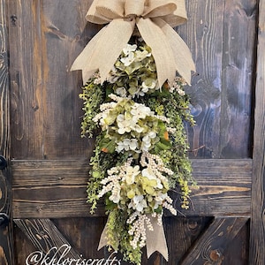 Hydrangea Farmhouse Swag, Hydrangea Swag, Front Door Teardrop Bouquet ...