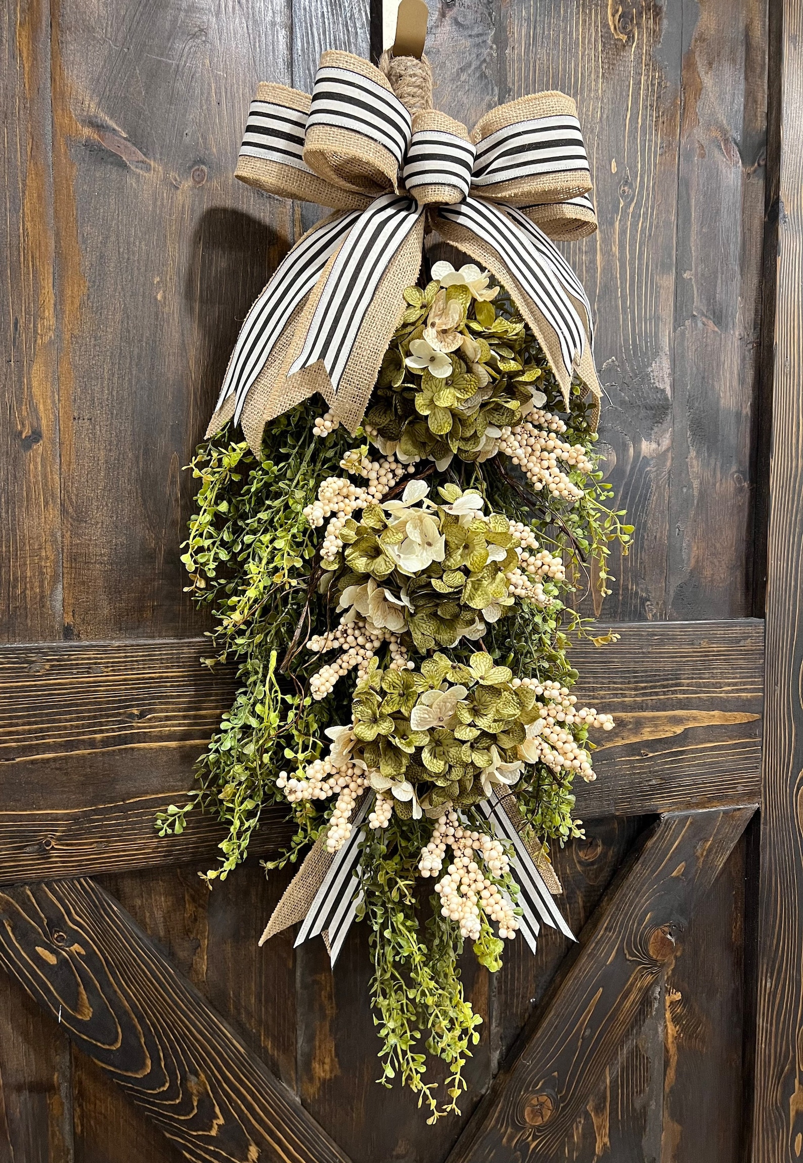 Hydrangea Farmhouse Swag Hydrangea Swag Front Door Teardrop - Etsy