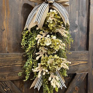 Hydrangea Farmhouse Swag, Hydrangea Swag, Front Door Teardrop Bouquet ...