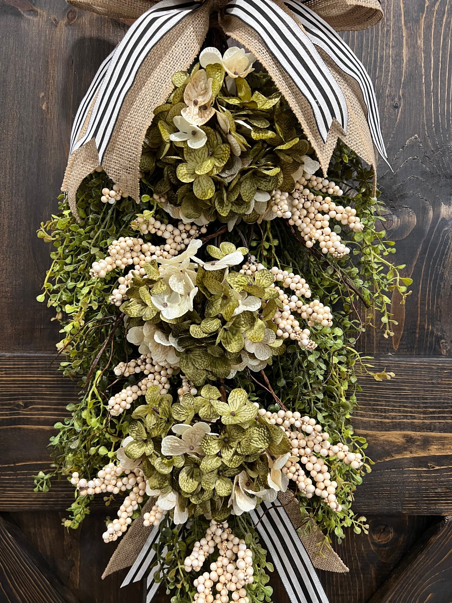 Hydrangea Farmhouse Swag Hydrangea Swag Front Door Teardrop - Etsy