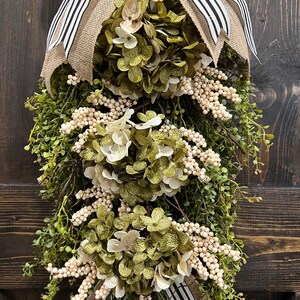 Hydrangea Farmhouse Swag Hydrangea Swag Front Door Teardrop - Etsy