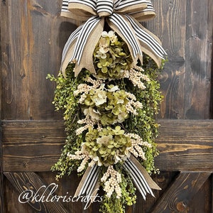 Hydrangea Farmhouse Swag Hydrangea Swag Front Door Teardrop - Etsy