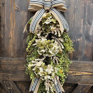 Hydrangea Farmhouse Swag, Hydrangea Swag, Front Door Teardrop Bouquet ...