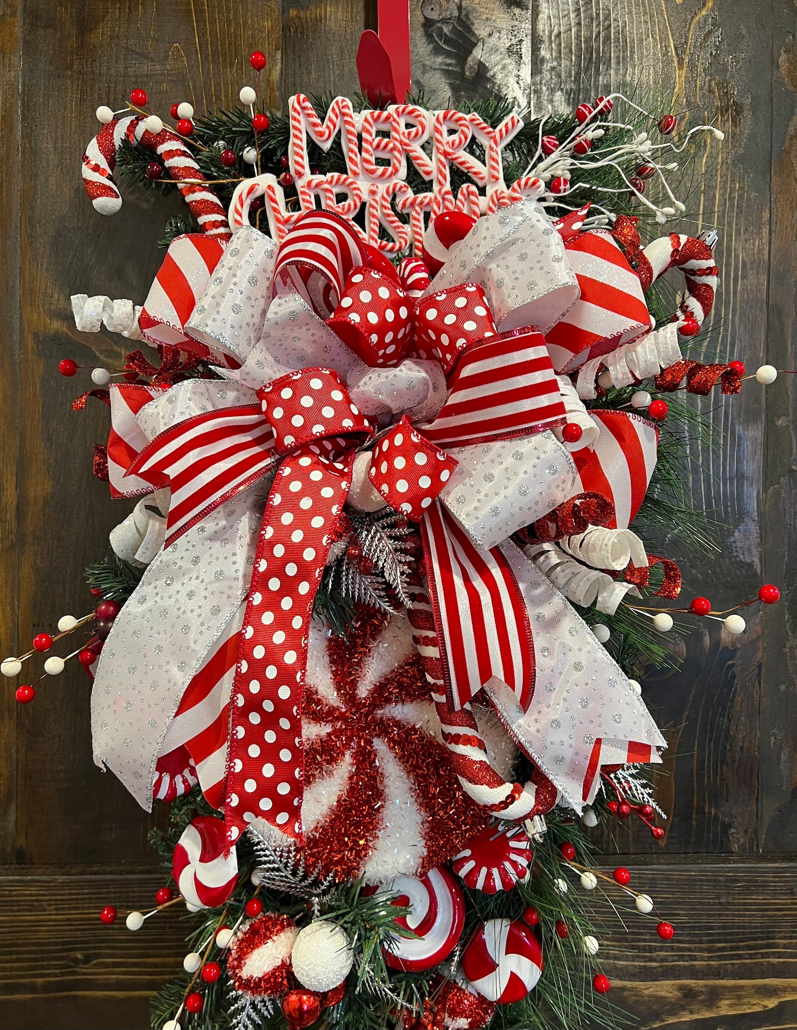 Candy Cane Swag Christmas Swag Double Door Swag Porch Light - Etsy