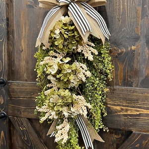 Hydrangea Farmhouse Swag, Hydrangea Swag, Front Door Teardrop Bouquet ...