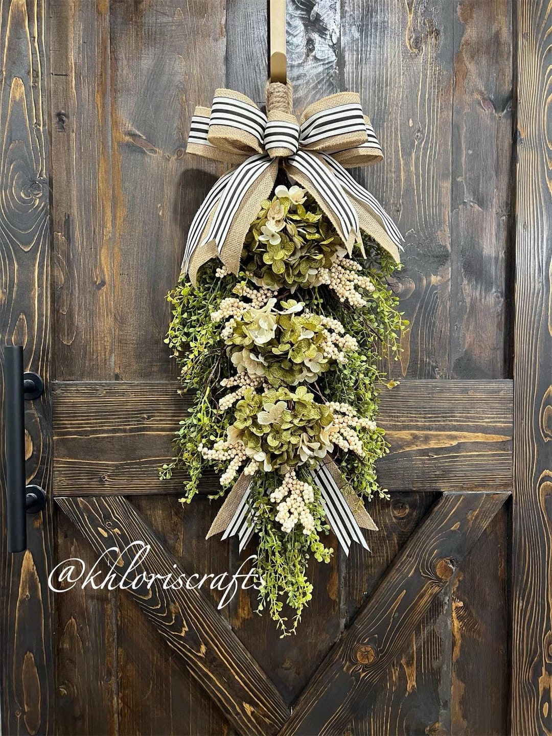 Hydrangea Farmhouse Swag, Hydrangea Swag, Front Door Teardrop Bouquet ...