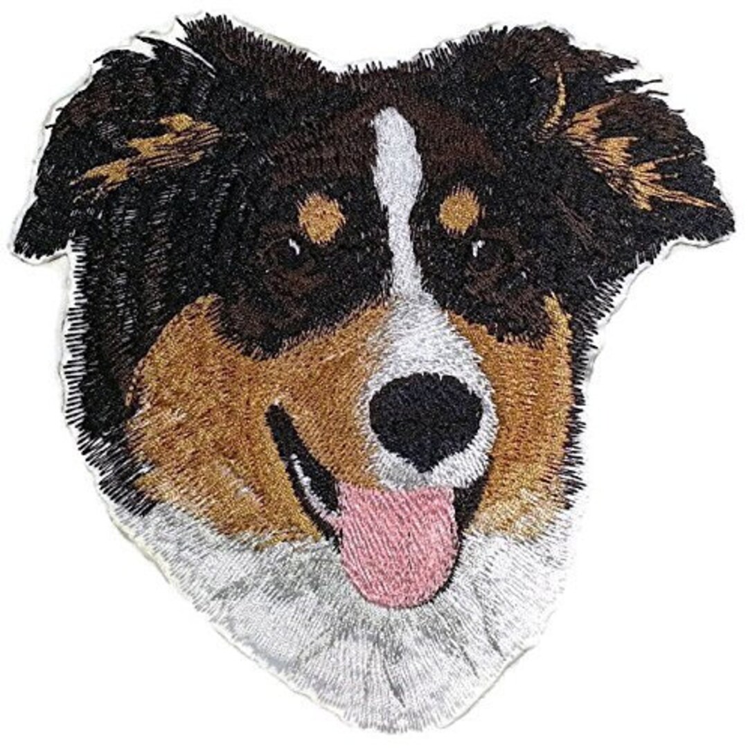 Custom Australian Shepherd Dog Face Embroidery Ironon/sew Patch [5.5" X ...