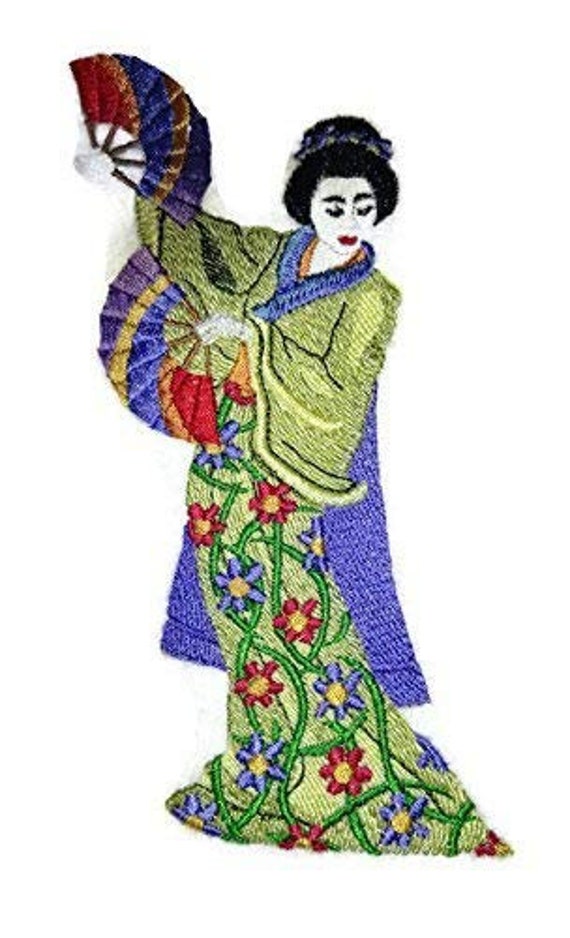 Dancing Geisha Embroidered Iron On/sew Patch 5.98 X - Etsy