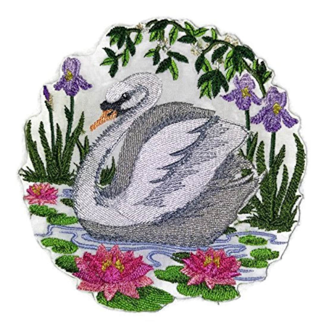 Swan in the Pond Embroidered Iron On/sew Patch [5" X 5.4"] - Etsy
