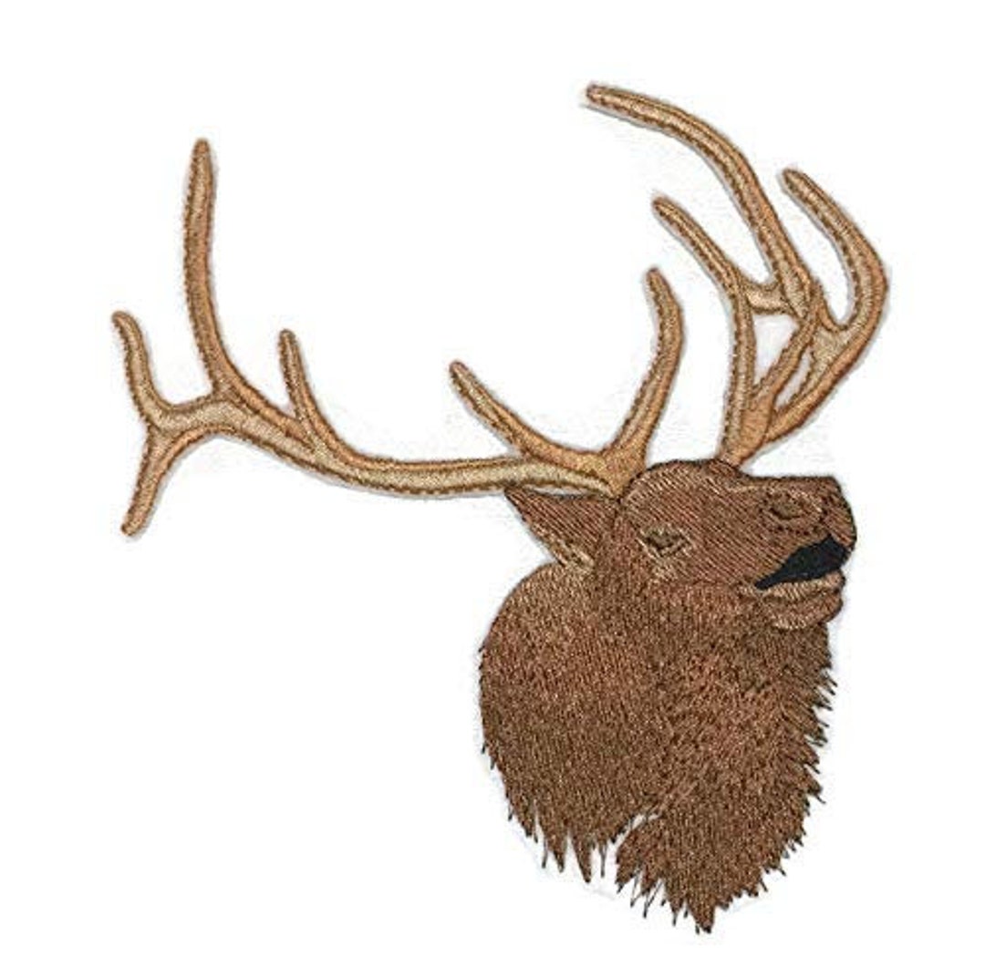 Animal Kingdom [ Elk Head ] Embroidered Iron On/sew Patch [7" X 6.5 ...